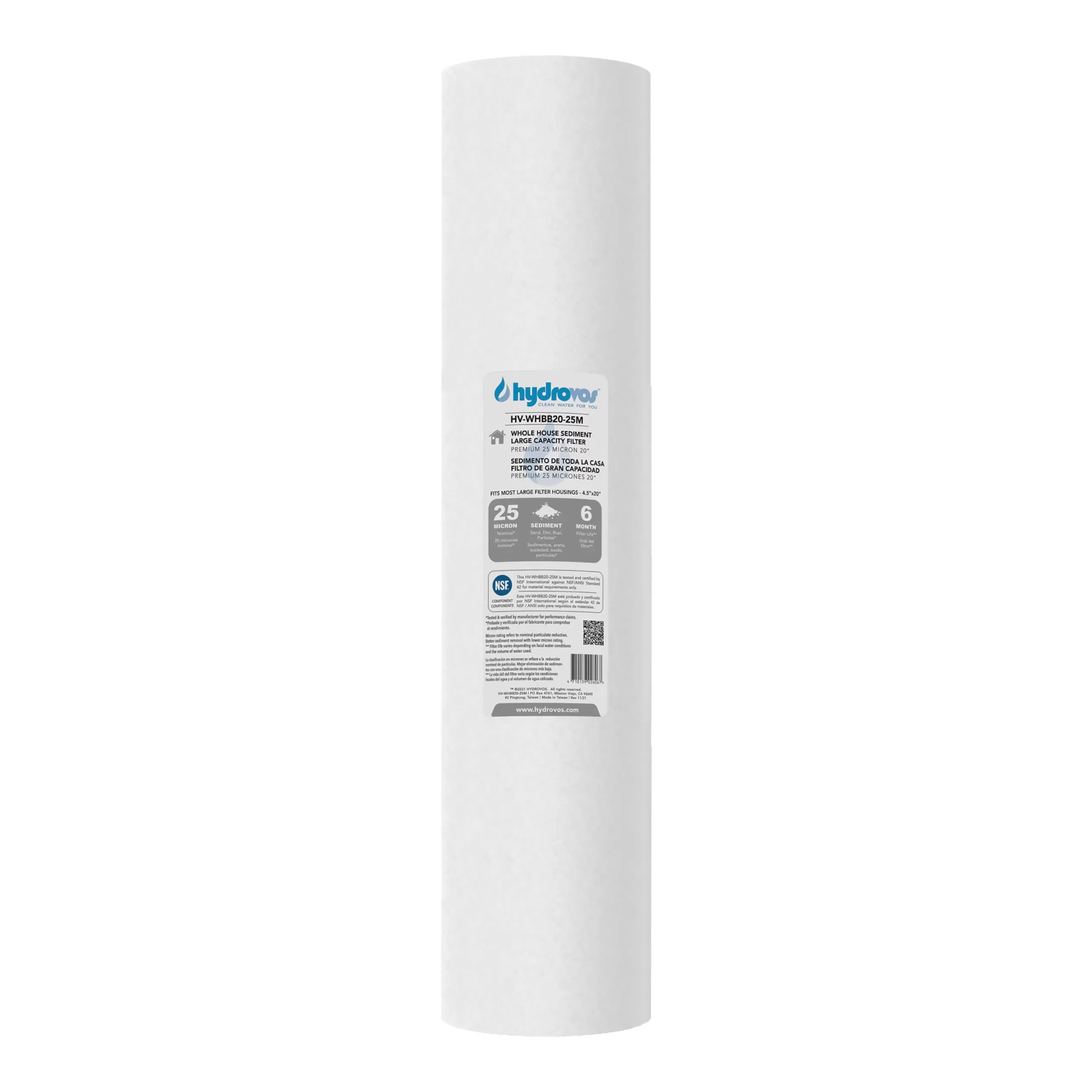 20" Whole House Large Capacity Water Filter - 25 Micron - Hydrovos ...
