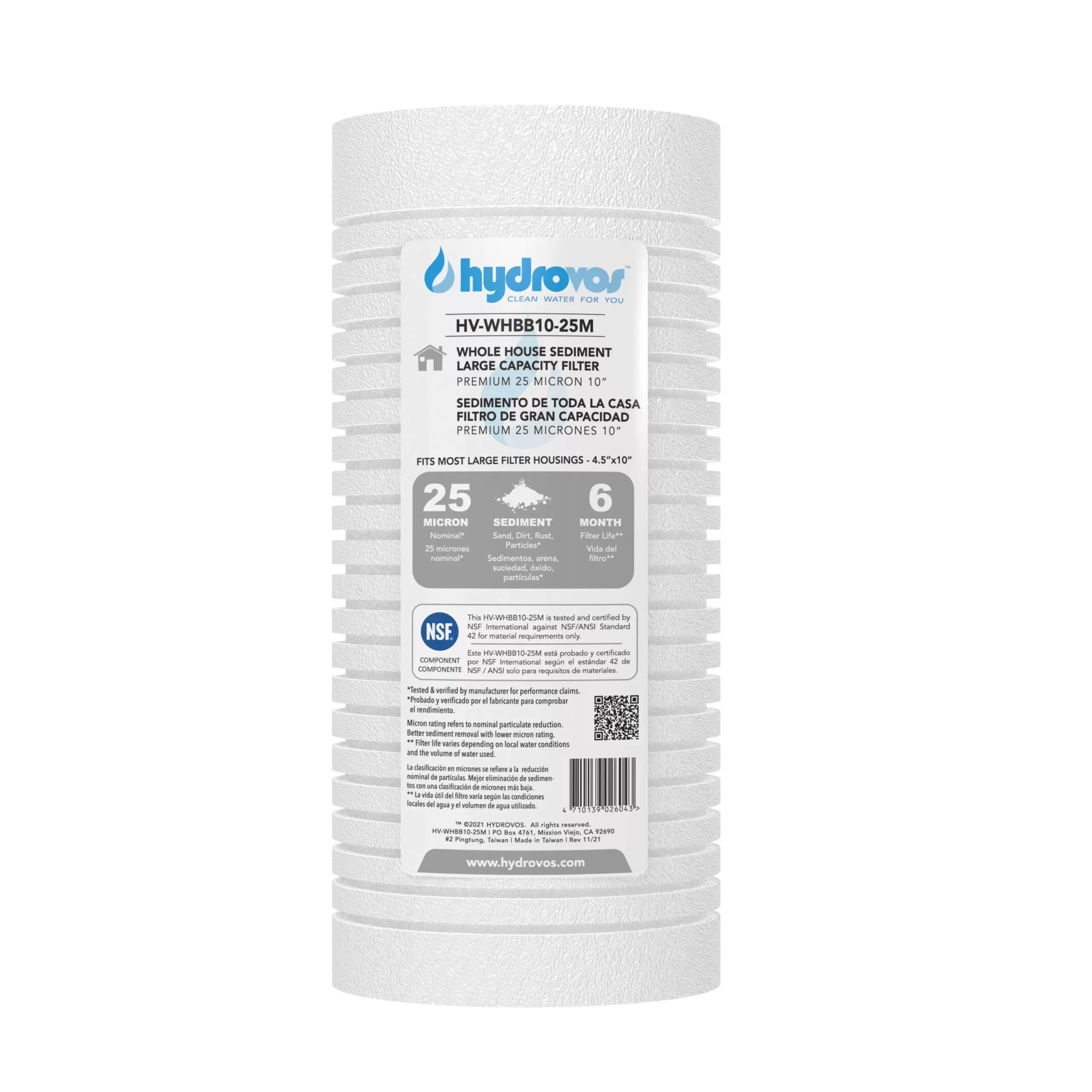 10" Whole House Large Capacity Water Filter- 25 Micron - Hydrovos Water ...