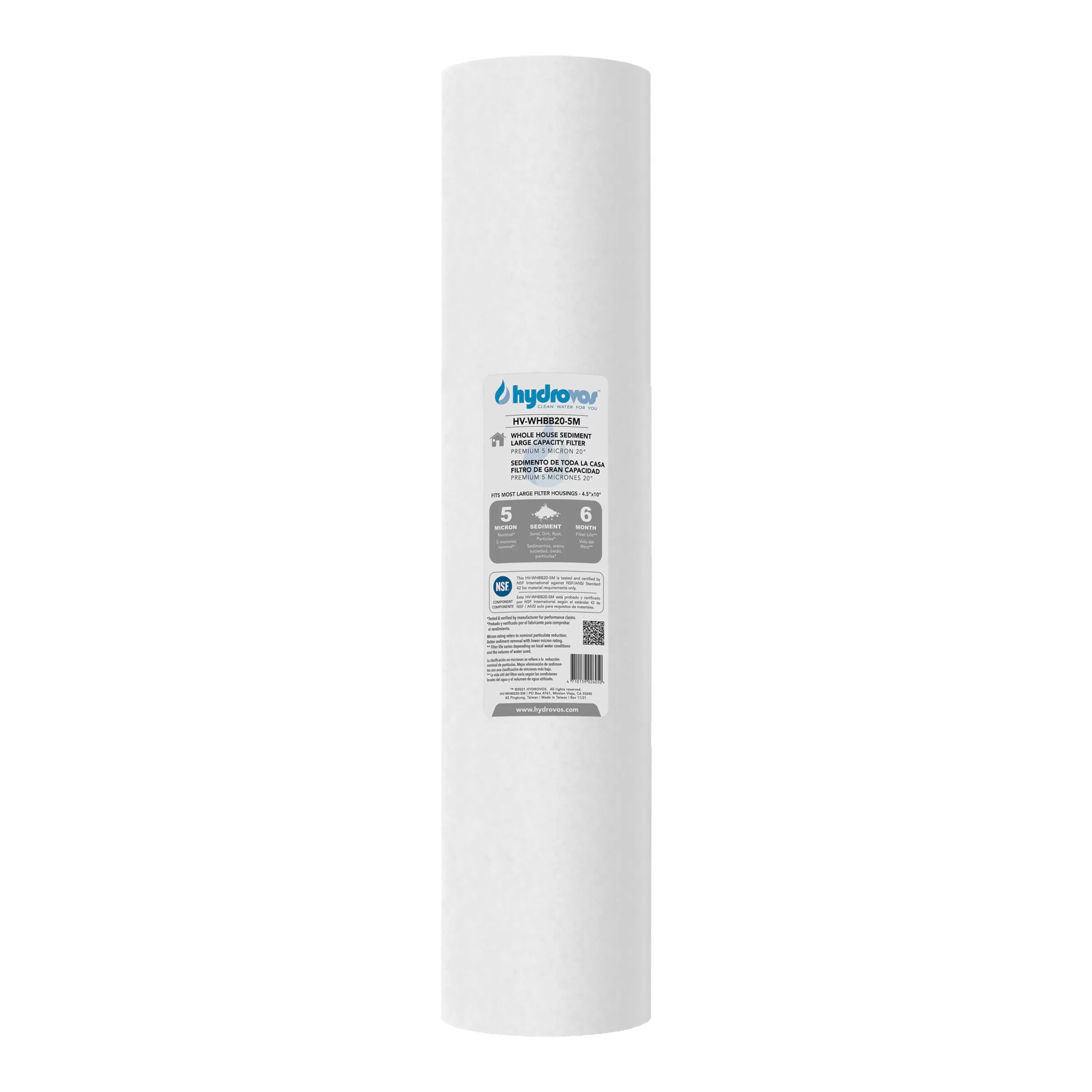 20" Whole House Large Capacity Water Filter - 5 Micron - Hydrovos Water ...